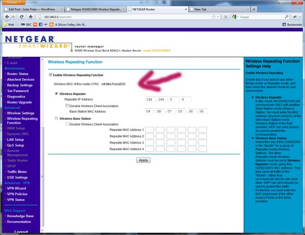 Netgear DGND33000 Wireless Repeating – Solar Polar